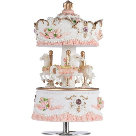 Music Boxes for Girls 3-Horse Rotating Windup Melody Castle in The Sky ...