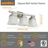 Sunlite Modern Vanity Light Fixture, Square Bell-Shaped Frosted Glass ...