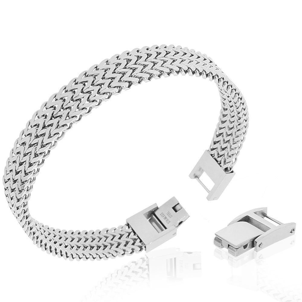 Edforce - EDFORCE Stainless Steel Silver-Tone Adjustable Mens Chain ...