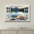 Window View Wall Art 3D Creative Lake Picture Gallary Wrapped Canvas ...