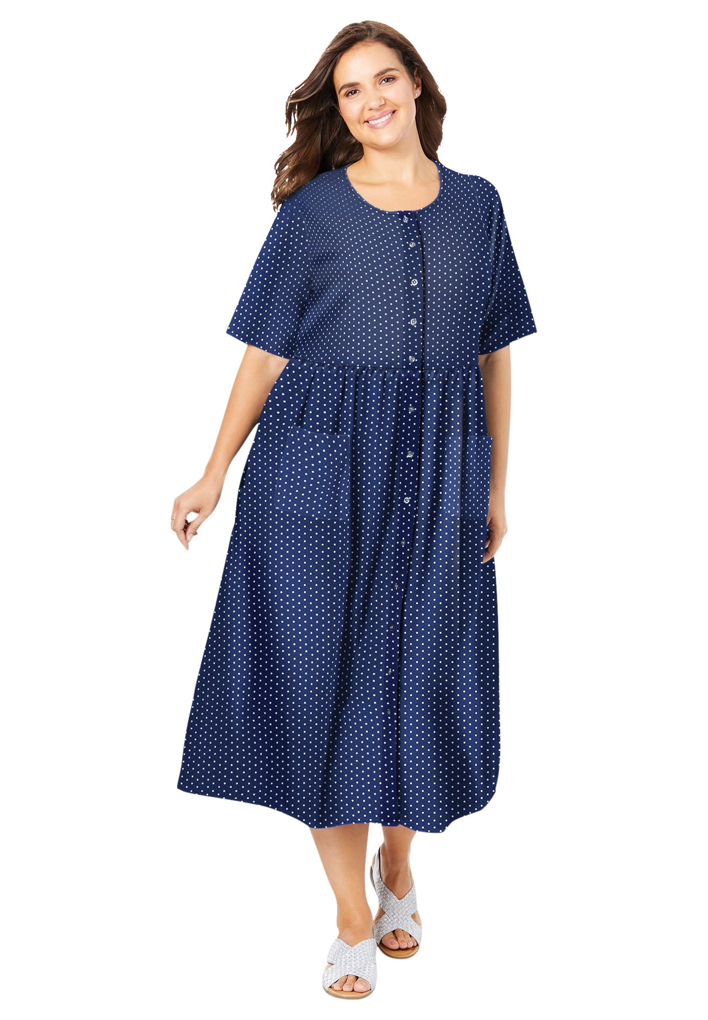 Woman Within Woman Within Women s Plus Size Short Sleeve Denim Dress