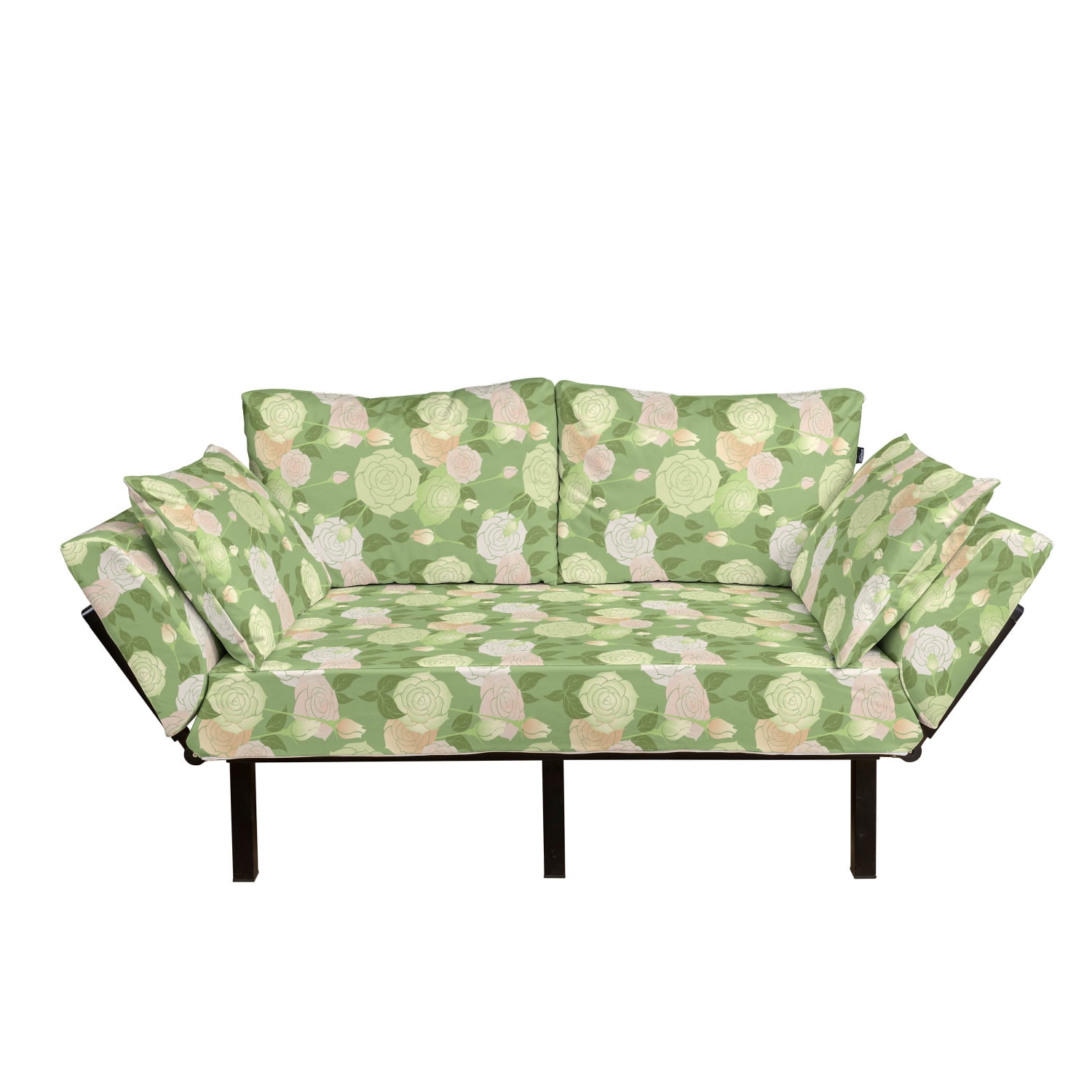 Rose Futon Couch, Abstract Pastel Colored Blossoms and Buds Romantic ...