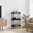 3-Tier Industrial Bookshelf, Small Wood Display Book Rack with Metal ...