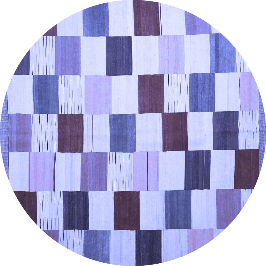 Ahgly Company Machine Washable Indoor Round Checkered Blue Modern Area ...