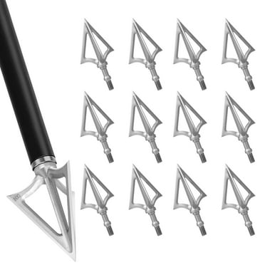TSV 12 Pcs Hunting Broadheads, 3 Blades Archery Broadheads 100 Grain Hunting Screw-in Arrow Tips ...