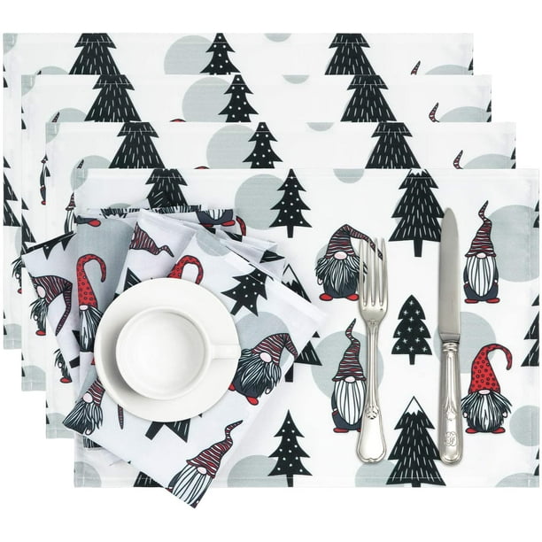 Christmas Placemats and Napkins Set of 4, Santa Claus and Christmas ...