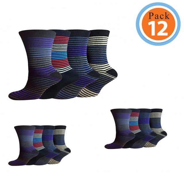 Men’s Cotton Rich Multi Color Solid Pattern Socks Pack 12 Socks Size 10 ...