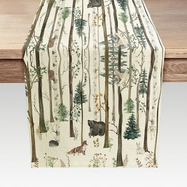 Burlap Table Runner 36 Inches Long,Merry Christmas Tree Red Lattice Non ...