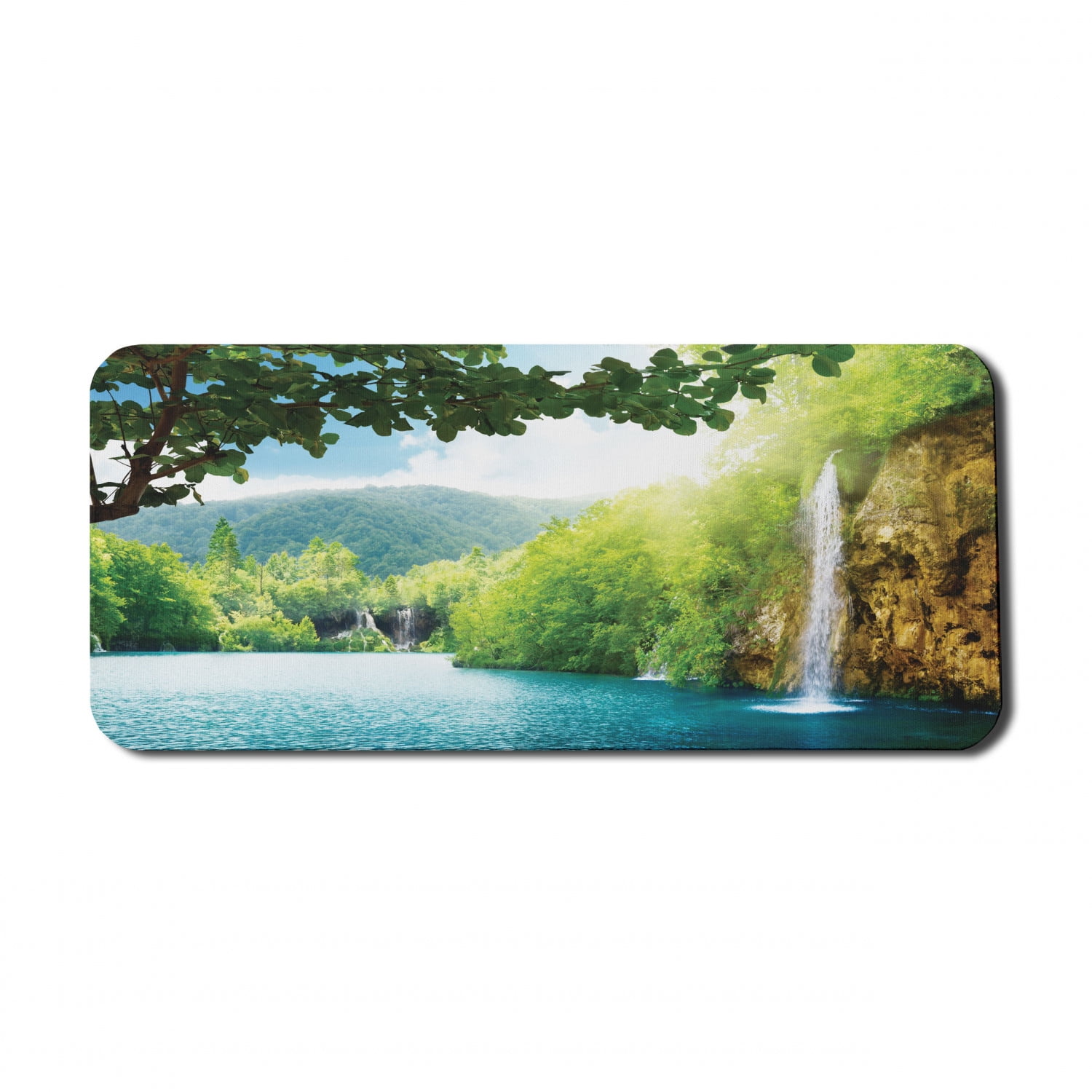 Waterfall Computer Mouse Pad, Croatian Lake Landscape in Forest with ...
