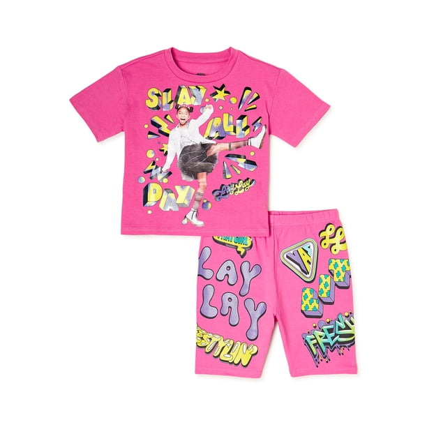That Girl Lay Lay Girls’ Comfy T-Shirt and Bike Shorts Outfit Set, 2 ...