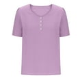 Anqov Short Sleeve Shirts for Women, Plus Size Solid Color V Neck ...