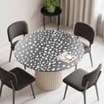 Art Ash Gray Round Fitted Table Cover Vintage White Polka Dots Gray ...