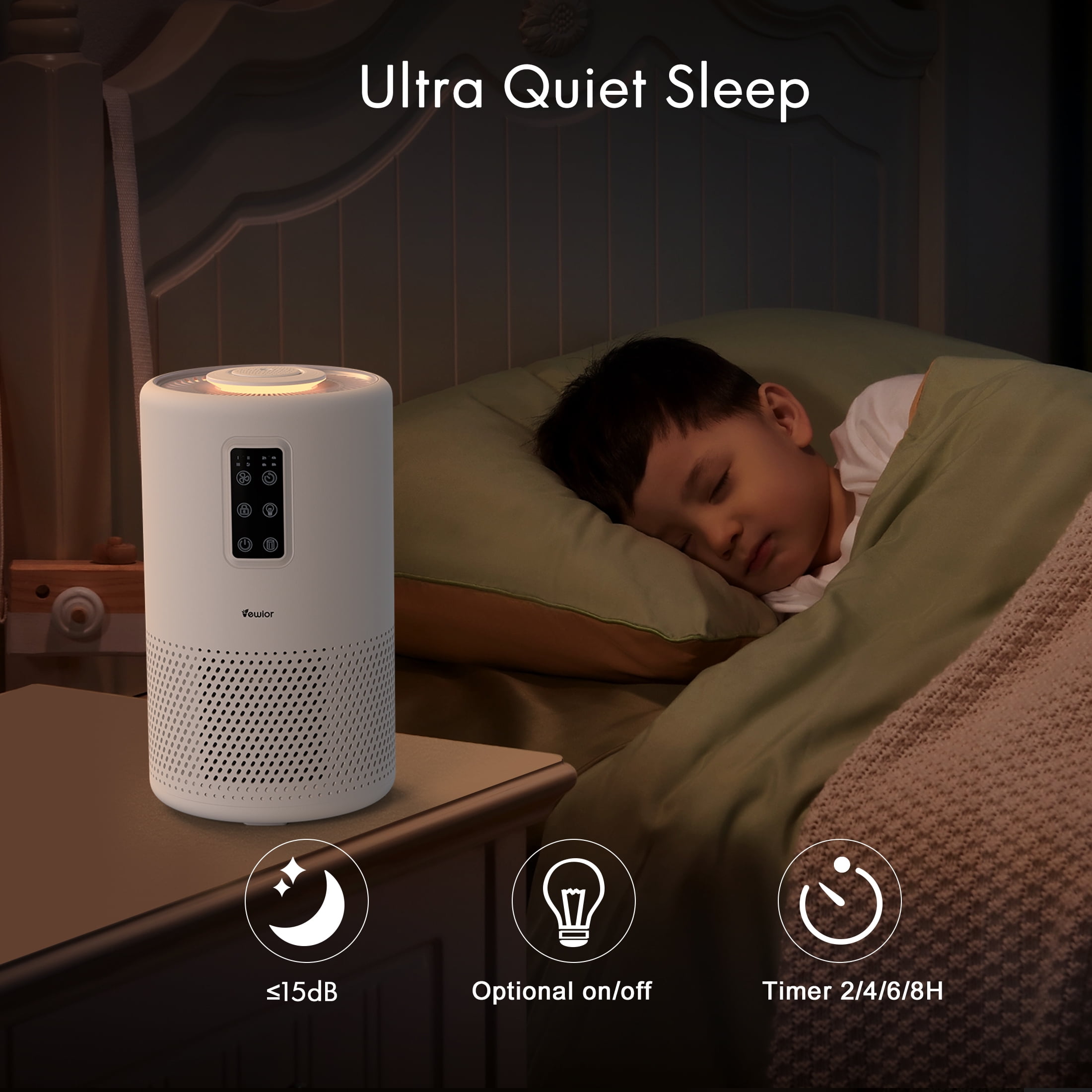 VEWIOR B D02U Air Purifier 3 Stage Filtration 600ft Quiet Mode Aromatherapy Adjustable Timers H13 HEPA Cleaner Walmart