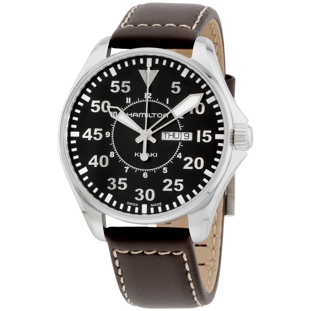Hamilton Men's Khaki Pilot 42mm 42mm Brown Leather Band Steel Case ...