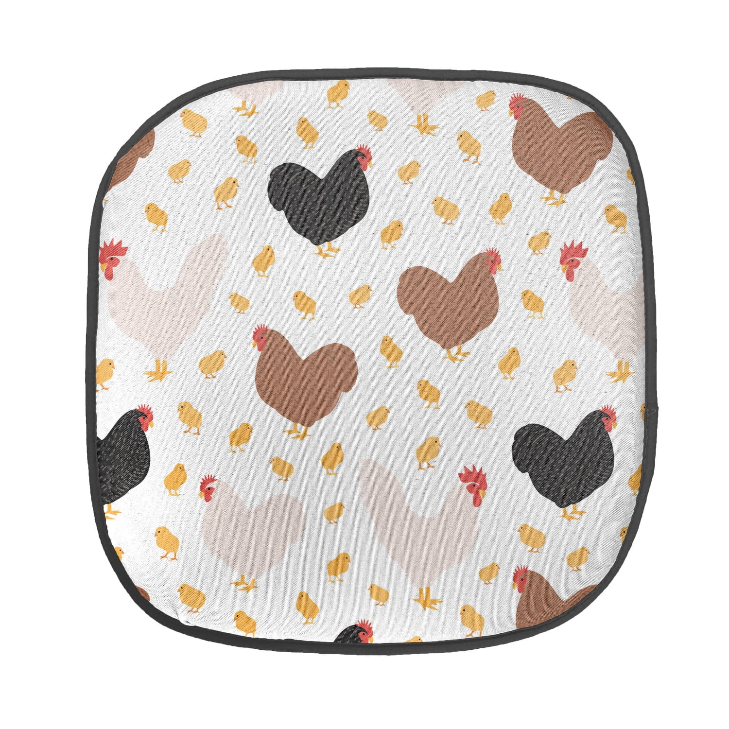 Hen and Chicks Chair Seating Cushion, Farm Themed Continuous Pattern ...