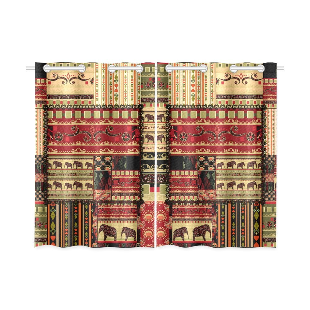 Mkhert African Pattern Blackout Window Curtain Kitchen Curtain 26X39 ...