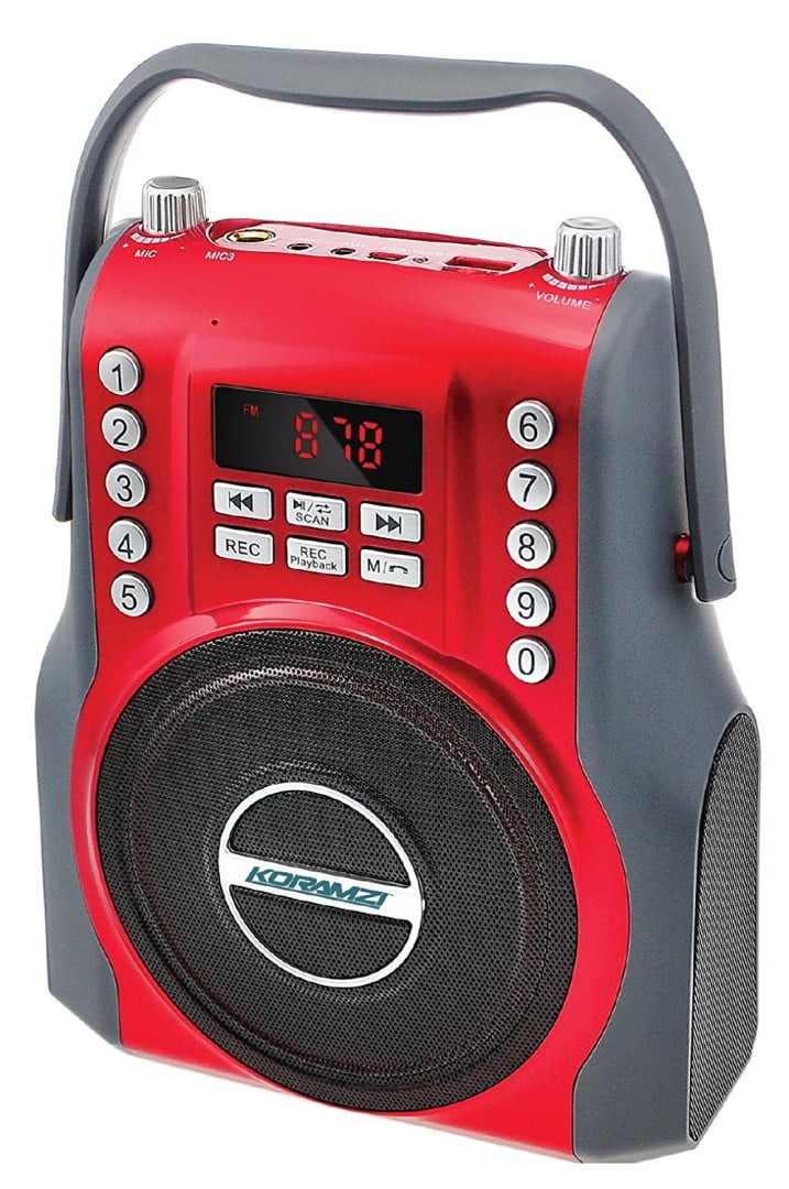 KORAMZI KS-200RD Karaoke Portable Rechargeable Boombox with Bluetooth ...