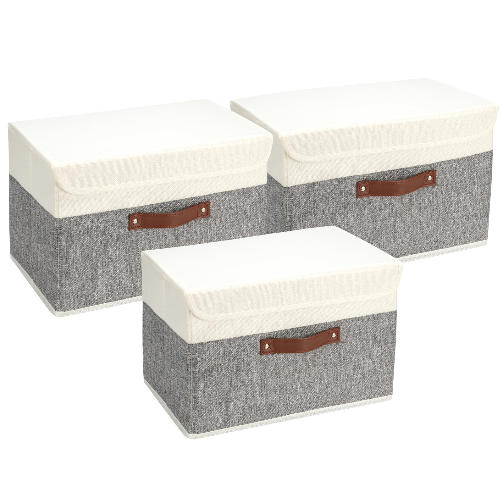 3 Pack Storage Bins Foldable Storage Boxes Fabric Storage Box with Lid ...