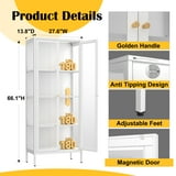 Polup 66''H Vertical Display Cabinet with 4-Tier Curio and Glass Doors ...