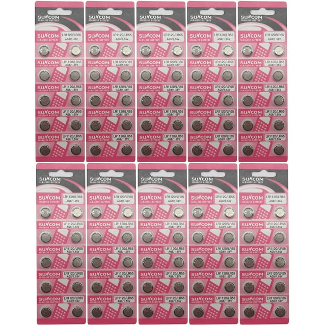 SUNCOM (100 pcs) AG8 Alkaline 1.5V Button Cell Battery Single Use ...