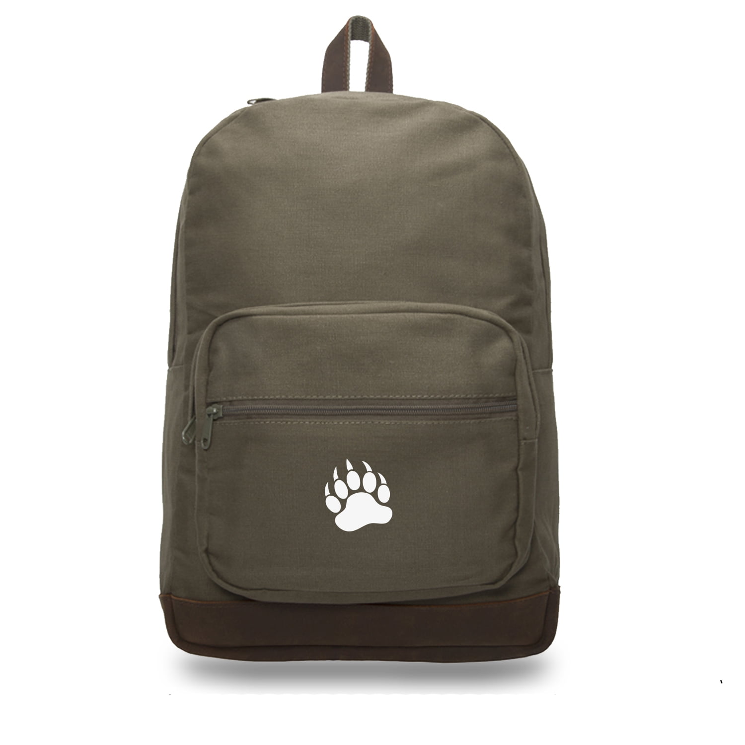 Grizzly Bear Paw Print Teardrop Backpack with Leather Bottom Accents ...