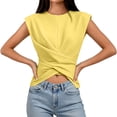 AGWOLF Women's Cinched Waist Wrap Top Cap Sleeve Tie Back Sleeveless ...