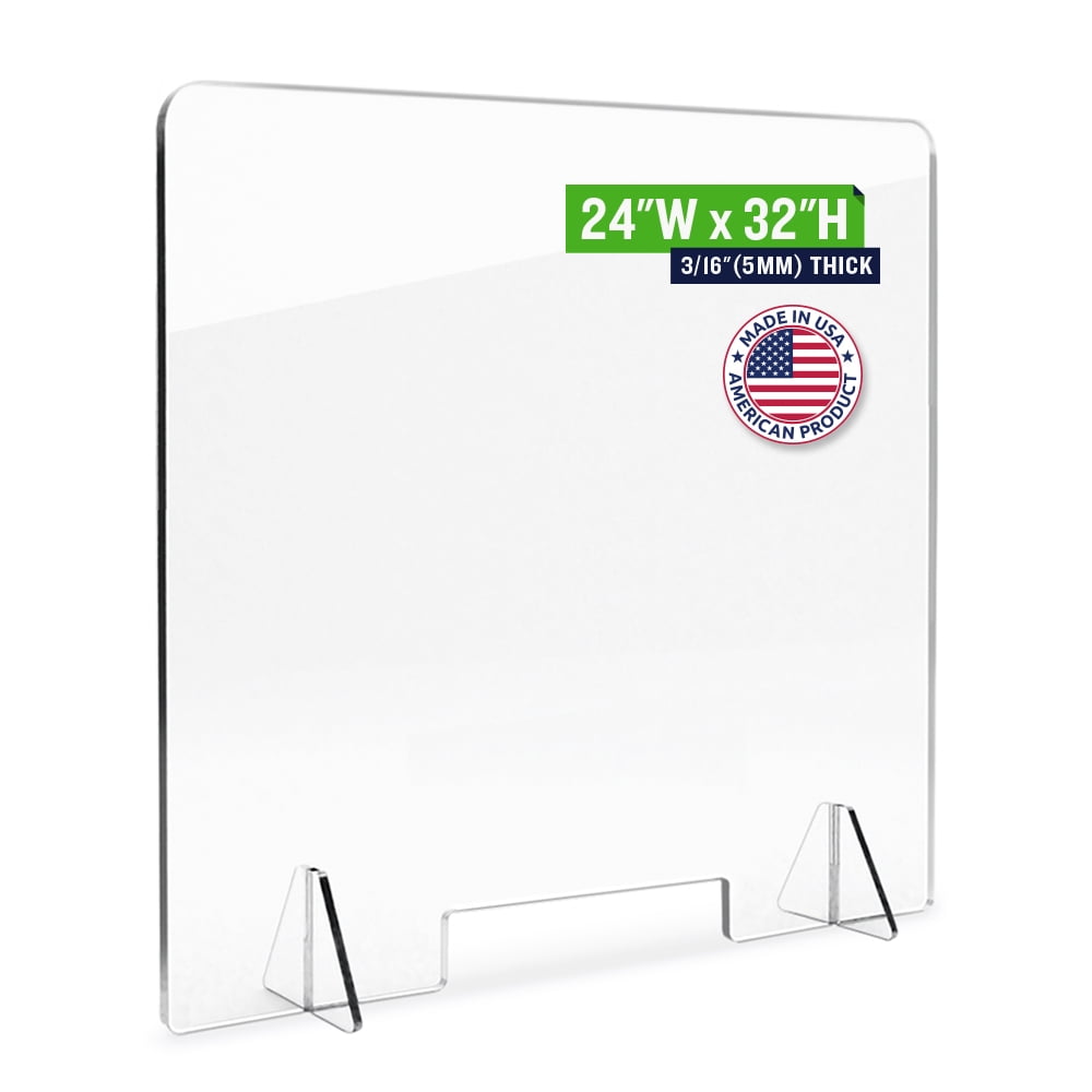24"W x 32"H Sneeze Guard Countertop Plexiglass Shield. Portable ...