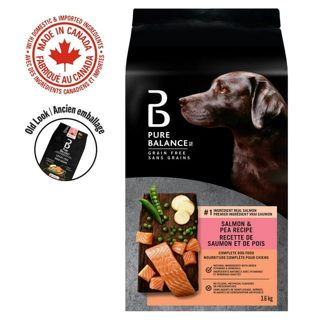 Pure Balance Grain Free Salmon & Pea Recipe Dry Dog Food, 100 g, 3.6 kg ...
