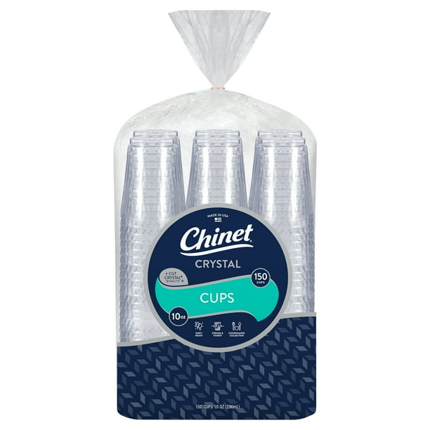 Chinet Cut Crystal Plastic Cup, Clear, 10 oz, 150-count - Walmart.com