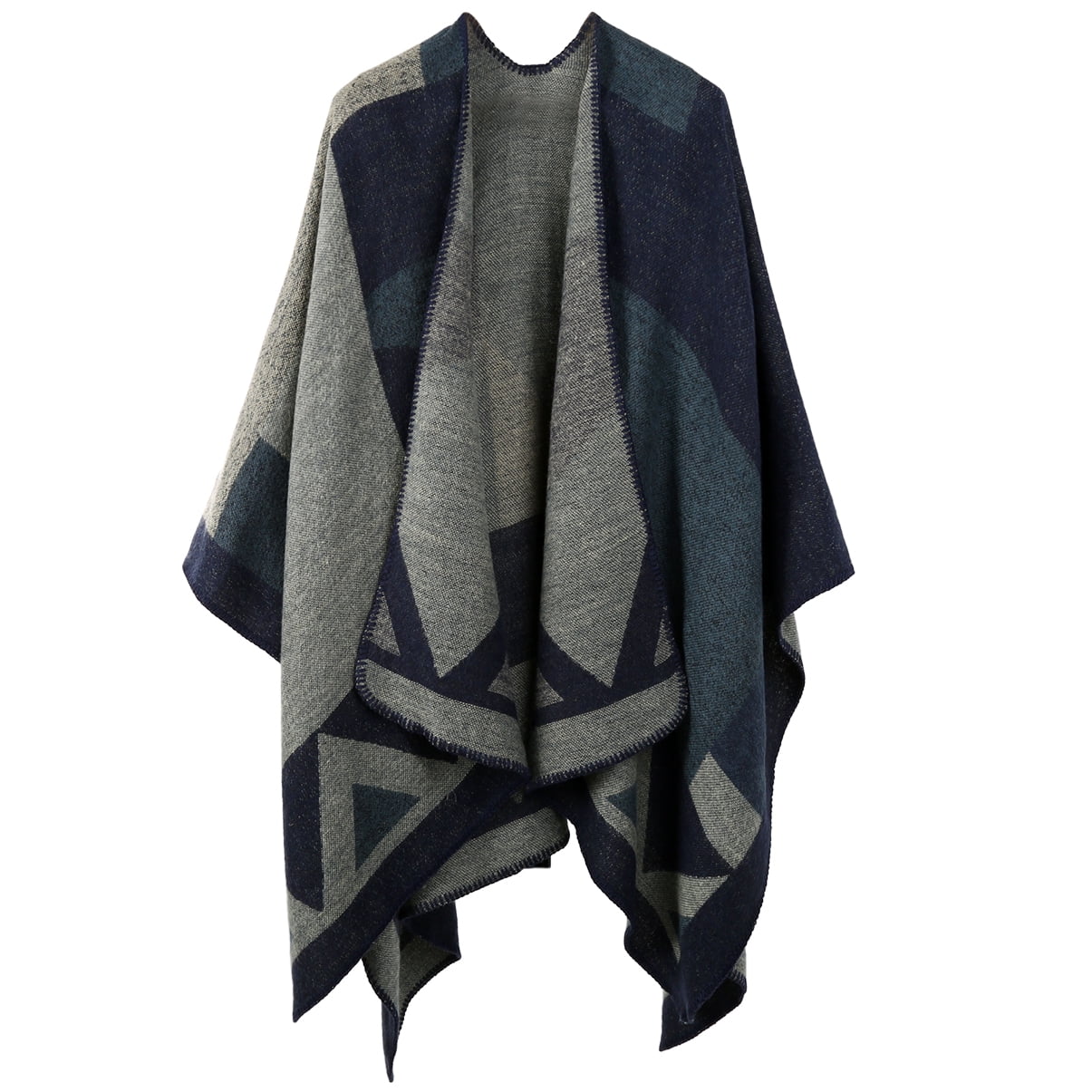 Women's Stylish Open Front Poncho Cape Oversize Knitted Shawl Wrap ...