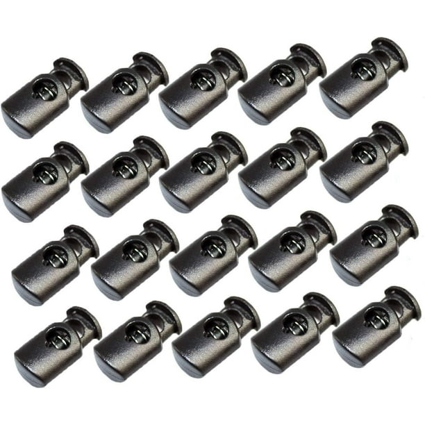 30pcs Black Cord Locks Stop Plastic End Single Hole Spring Loaded Toggle Clamp Slider Draw