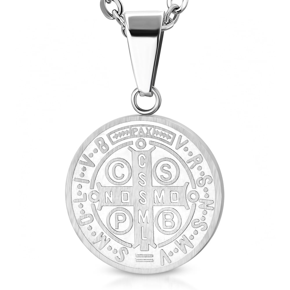 My Daily Styles - Stainless Steel Silver-Tone Religious Charm Circle ...
