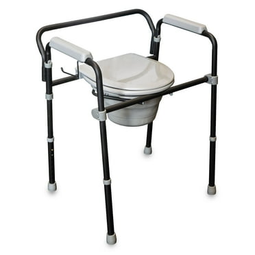 DMI 500 lb Capacity Portable Drop-Arm Bedside Commode, Adjustable Extra ...