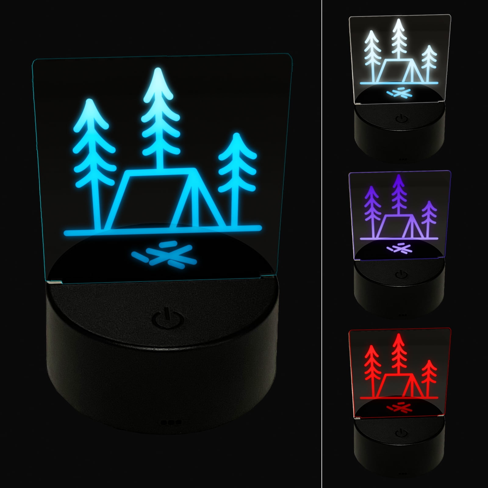 Simple Tent Camping in Woods LED Night Light Sign 3D Illusion Desk ...