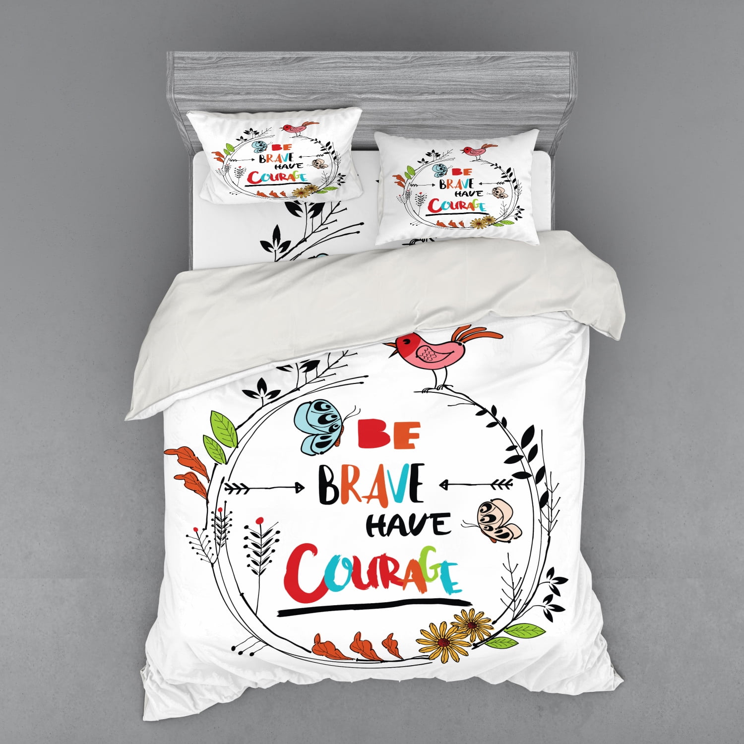 Saying Duvet Cover Set, Be Brave Have Courage Motivational Lettering in ...