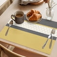 Abstract Yellow Cotton Linen Placemats Set of 1, Grey Stripes Moroccan ...