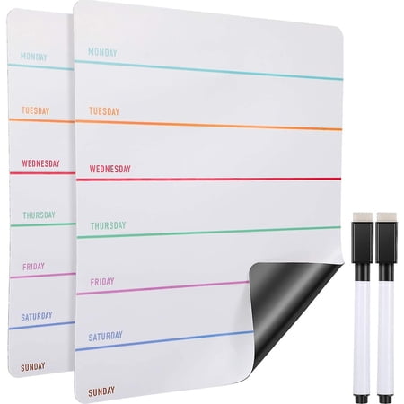 2 Pieces Magnetic Weekly Dry Erase Boards Erasable Weekly Calendars ...