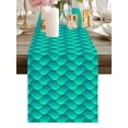 Burlap Table Runner 48 Inches Long, Abstract Geometric Wave Lines Non ...