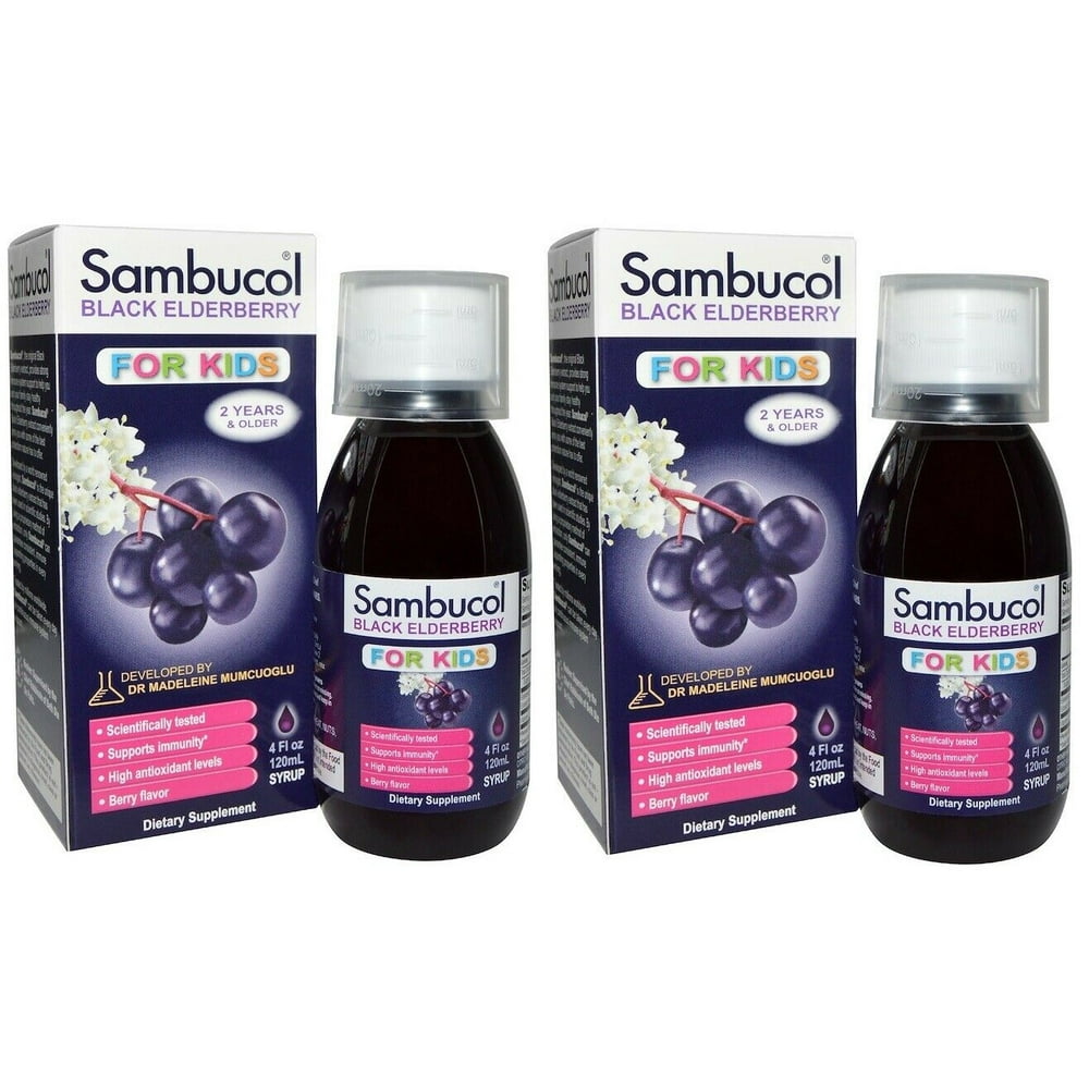 Sambucol, Black Elderberry Syrup, For Kids, 4 fl oz, (Pack of 2 ...
