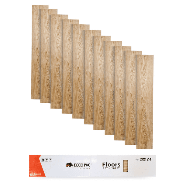 MADERA MAPLE Piso vinilico sistema click SPC estilo madera, 11 piezas ...