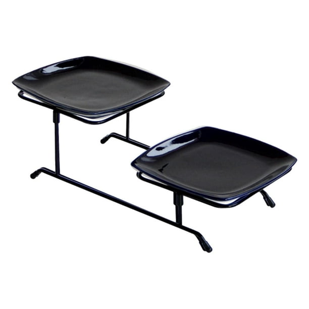 2 Tier Serving Stand Snack Display Tray Fruit Tray for Home Decor Black ...