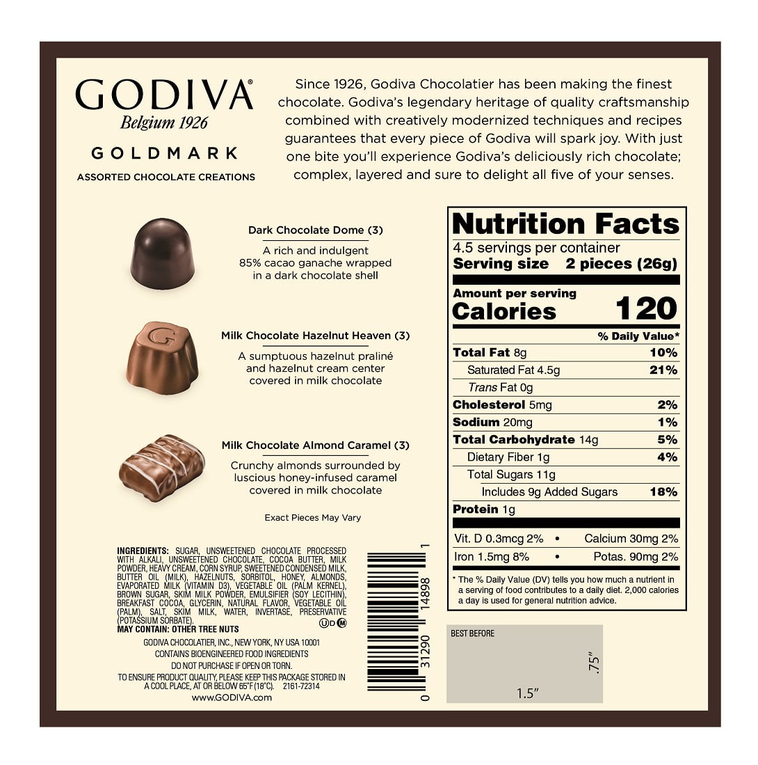 Godiva Goldmark Gift Box, 3.8 oz., 9 pc