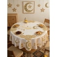 60 Inch Round Ramadan Tablecloth, White with Gold "Ramadan Kareem ...
