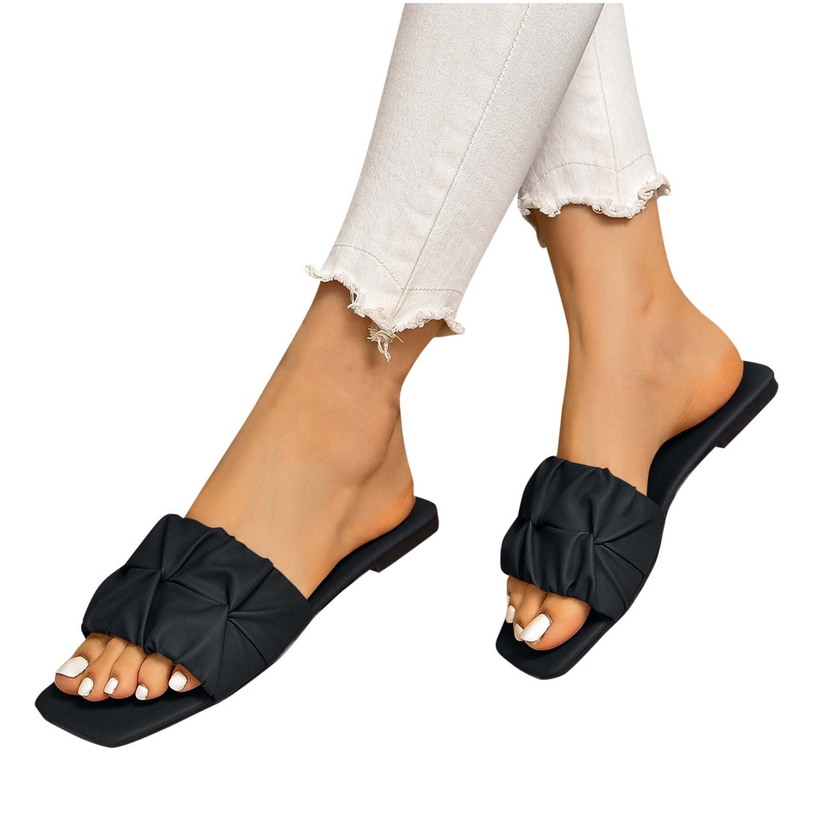 Click here for Lovzfmll Flat Sandals For Women Pleated One Band S... prices