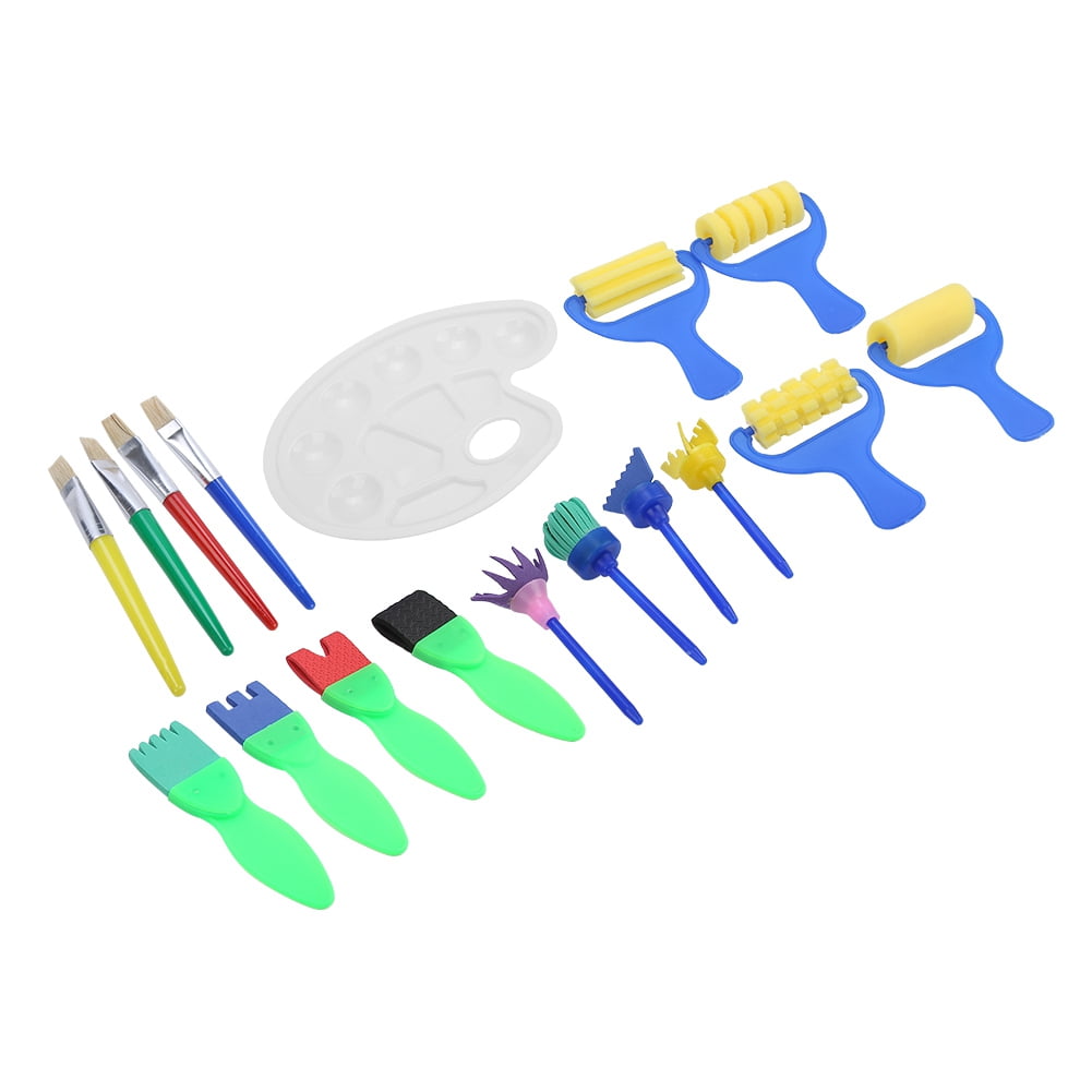 Cergrey 17pcs Kids Painting Supply Brushes Sponge Paint Brush Toy ...