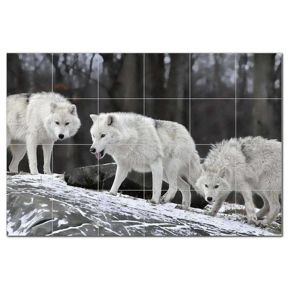 Wolf Wolves Ceramic Tile Mural Kitchen Backsplash Bathroom Shower ...