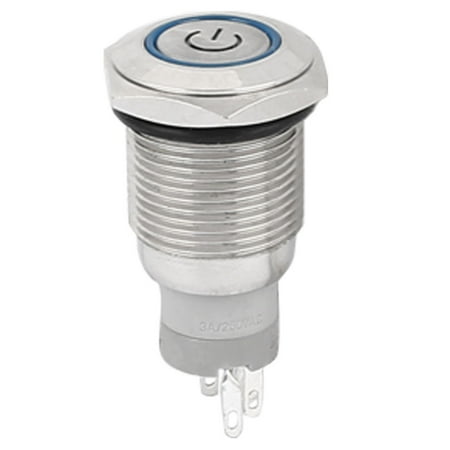 SPDT Latching Blue LED Lighted Metal Push Button Switch for Car Truck ...