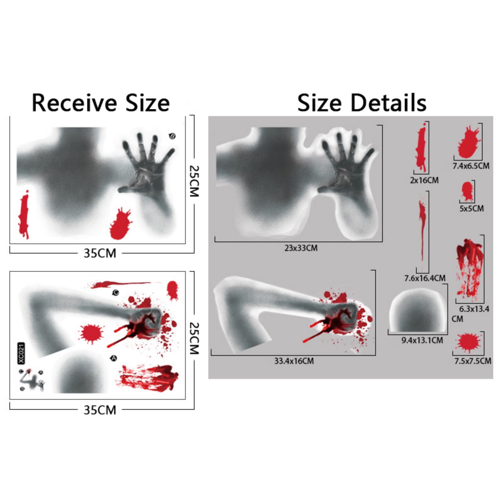 Halloween Black Shadow Wall Stickers, Ghost Handprint Wall Decals Wall ...