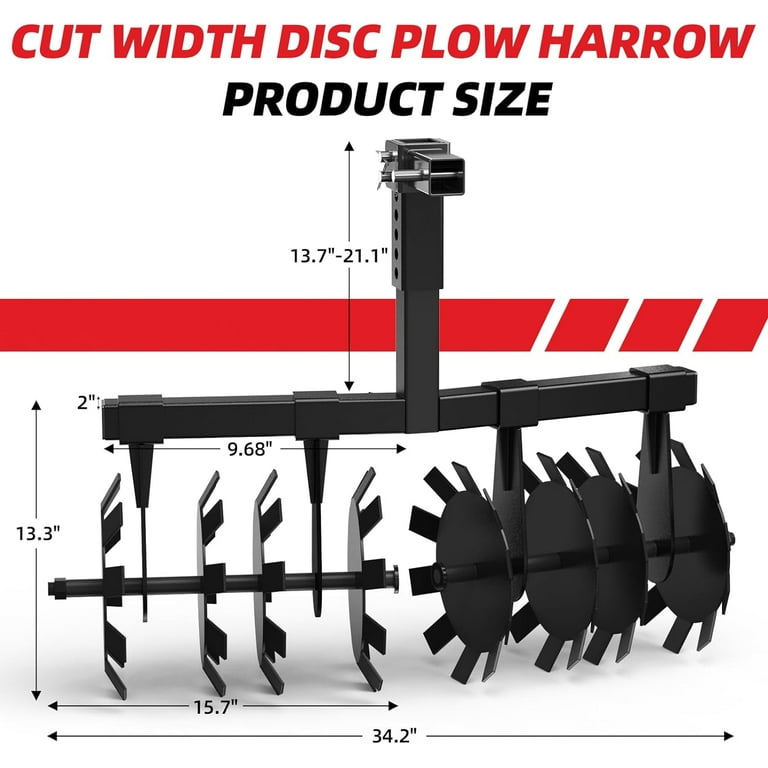 Atv Plow 32" ATV/UTV Disc Harrow - Adjustable Height Tiller For Soil ...