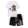 Bear-w3 Mens Patriotic Bear Print Athletic Set - White T-Shirt & Black ...